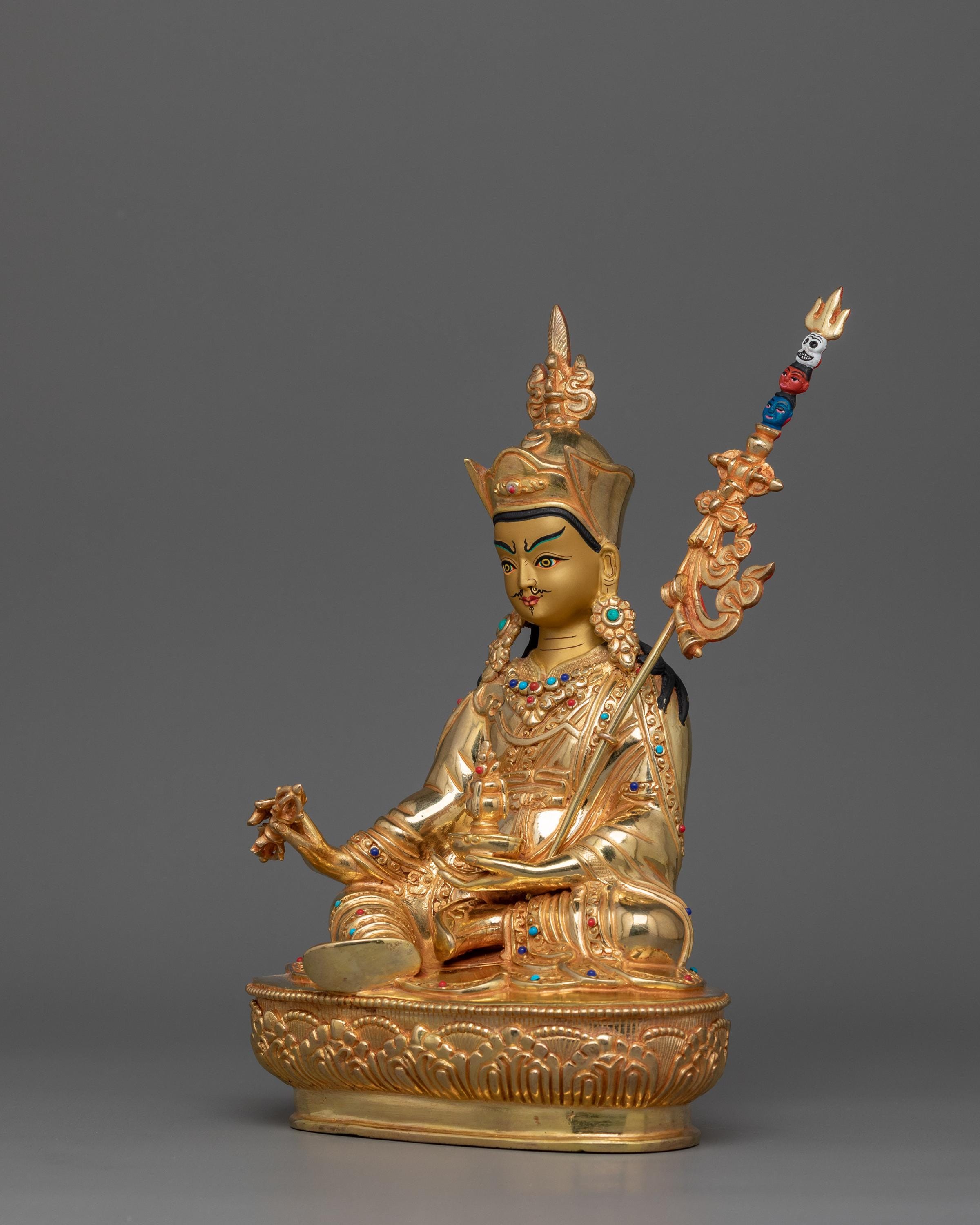 Small Statue of Guru Rinpoche | the Lotus-born Master | 24K Gold Gilded ...