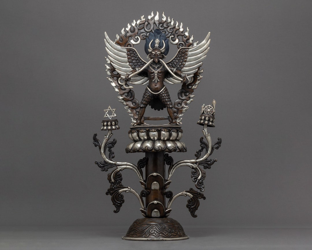 Garuda (garula) Statue | Himalayan Buddhist Art | Silver Plated ...