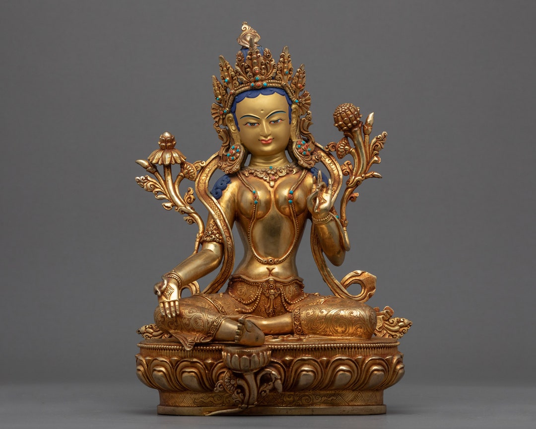 Green Tara Sculpture | Tibetan Mother Tara Statue | Goddess of ...
