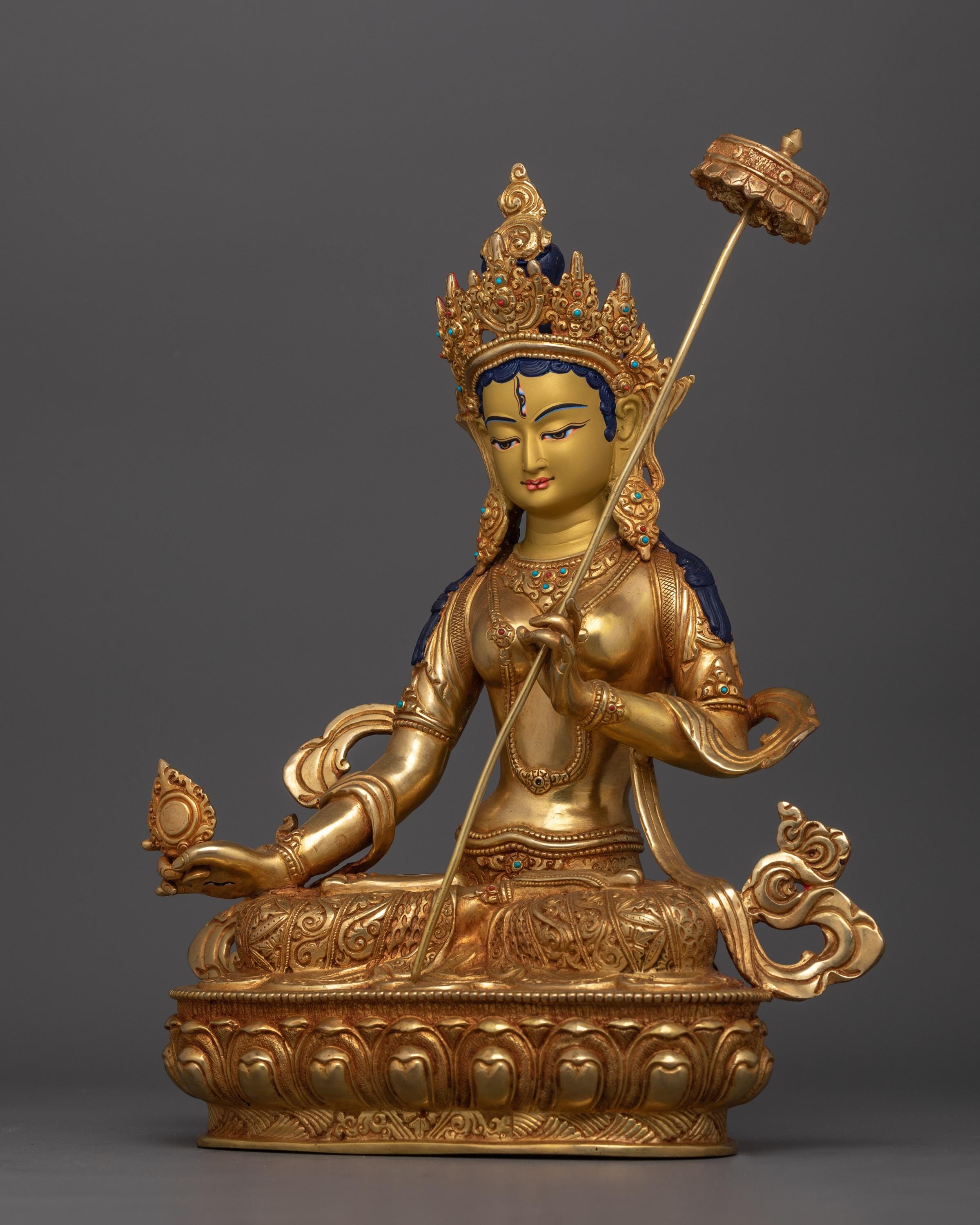 Traditional Dukar White Umbrella Sculpture | 13.6 Inch 24K Gold Gilded ...