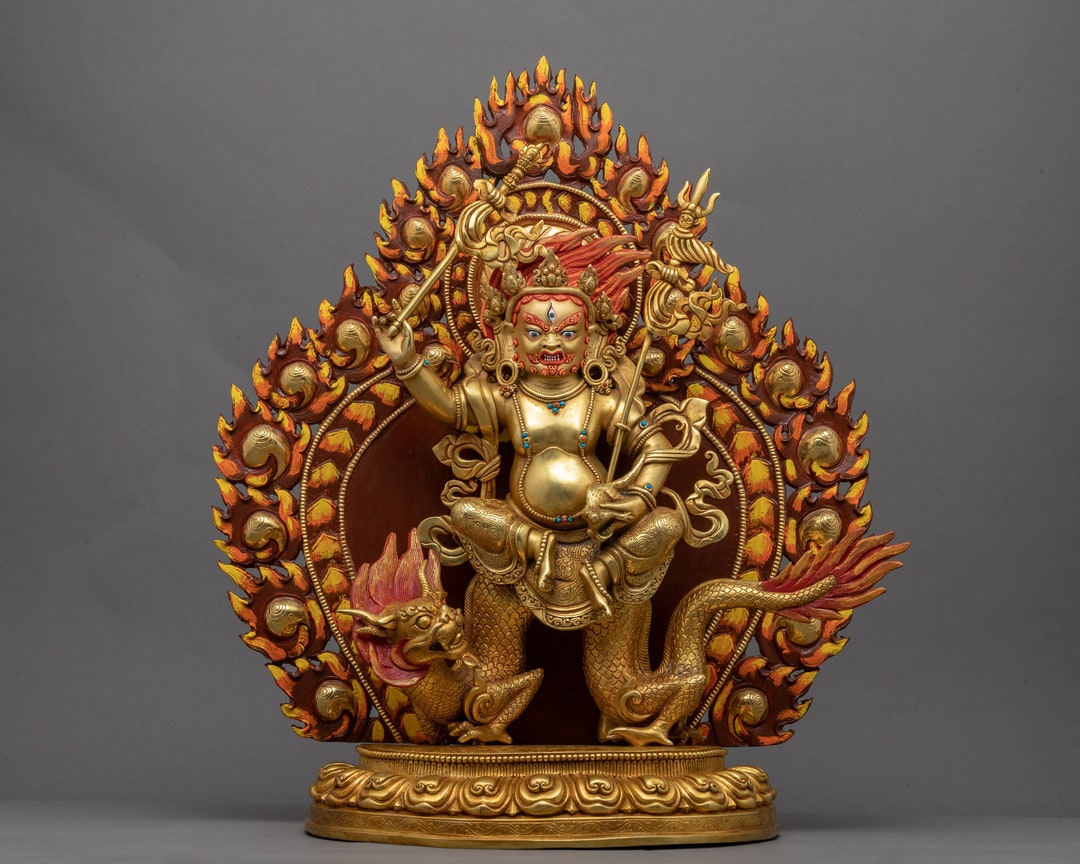 White Dzambhala Statuette | Buddhist Handmade Wrathful Wealth Deity ...