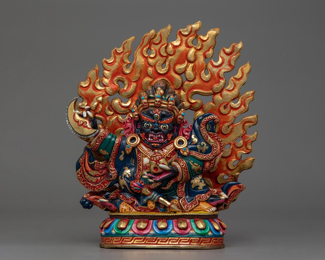 Three Eyed Mahakala Bernagchen Statue | Tibetan Dharma Protector for ...