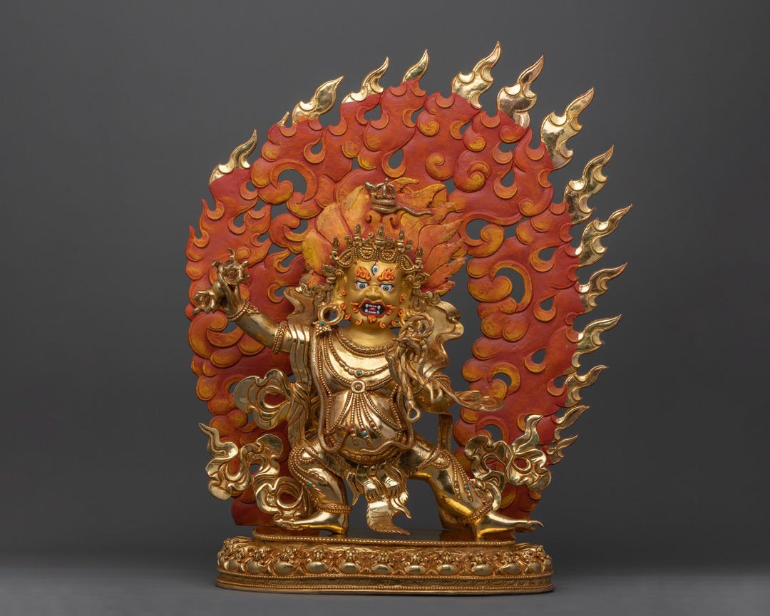 Vajrapani Dynamic Pose Statue Vajrapani Guardian Deity With Skulls ...