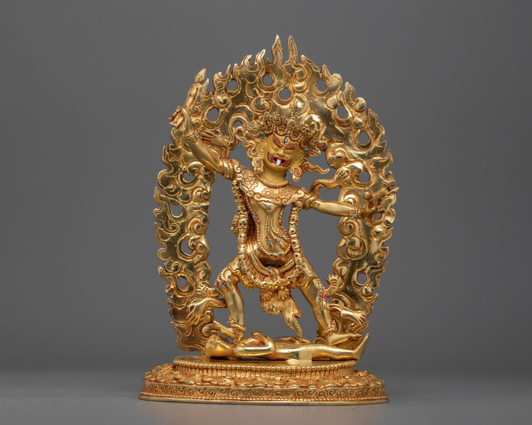 Wrathful Ekajati 24K Gold Gilded Tibetan Protector Deity Statue ...
