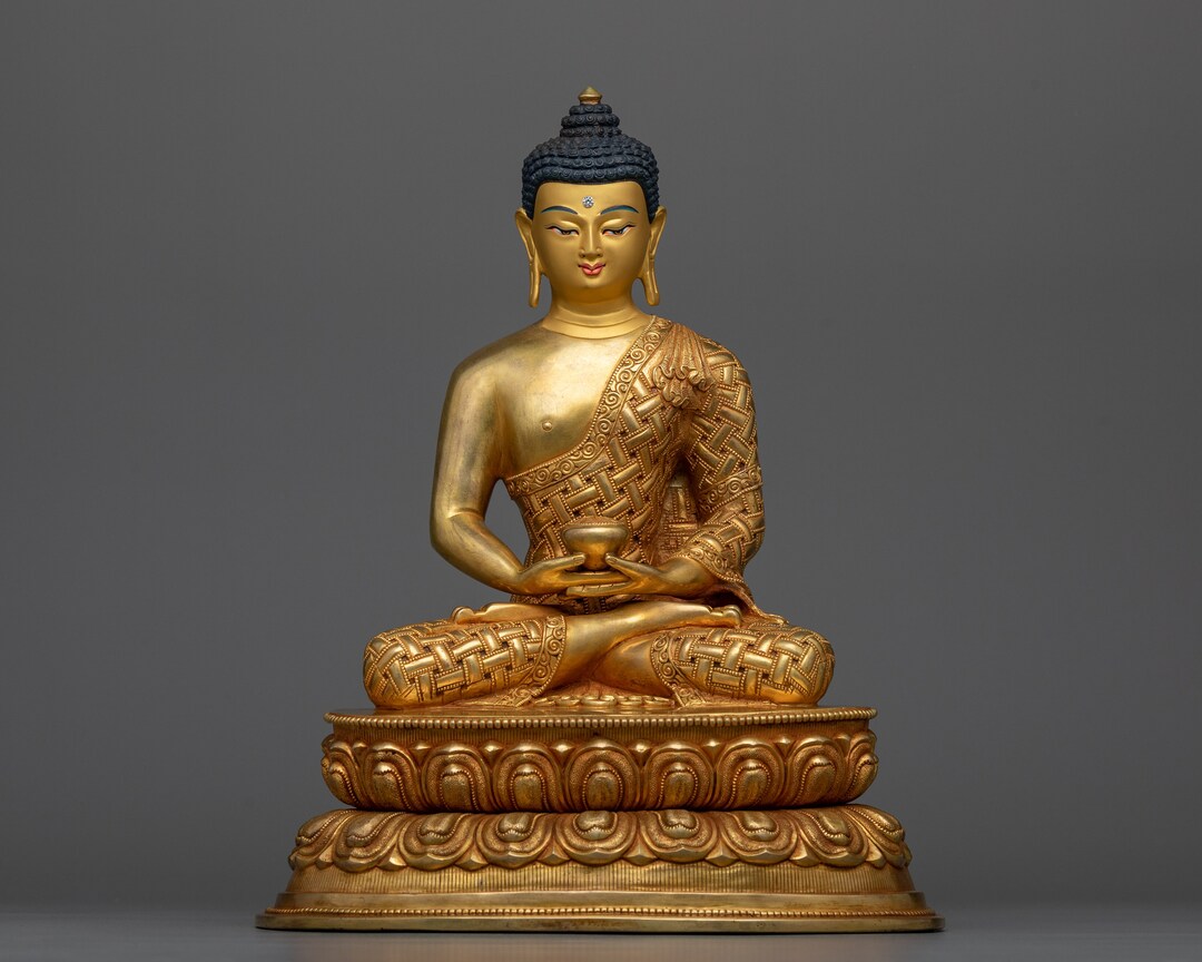 Amitabha Buddha: Premium 24K Gold Gilded Sculpture - Embossed 3D ...