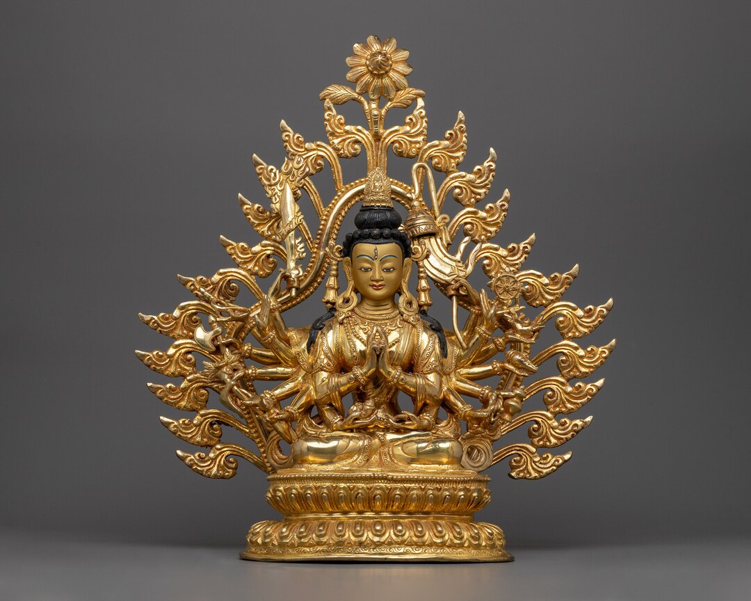 Chundi Devi Gold Gilded Sculpture - Copper Crafted Deity of Power ...