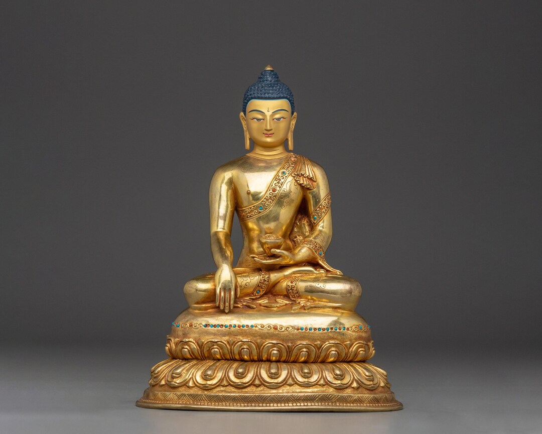 Buddhist Artwork Shakyamuni Buddha | Peaceful Deity | Gold Leaf Art ...