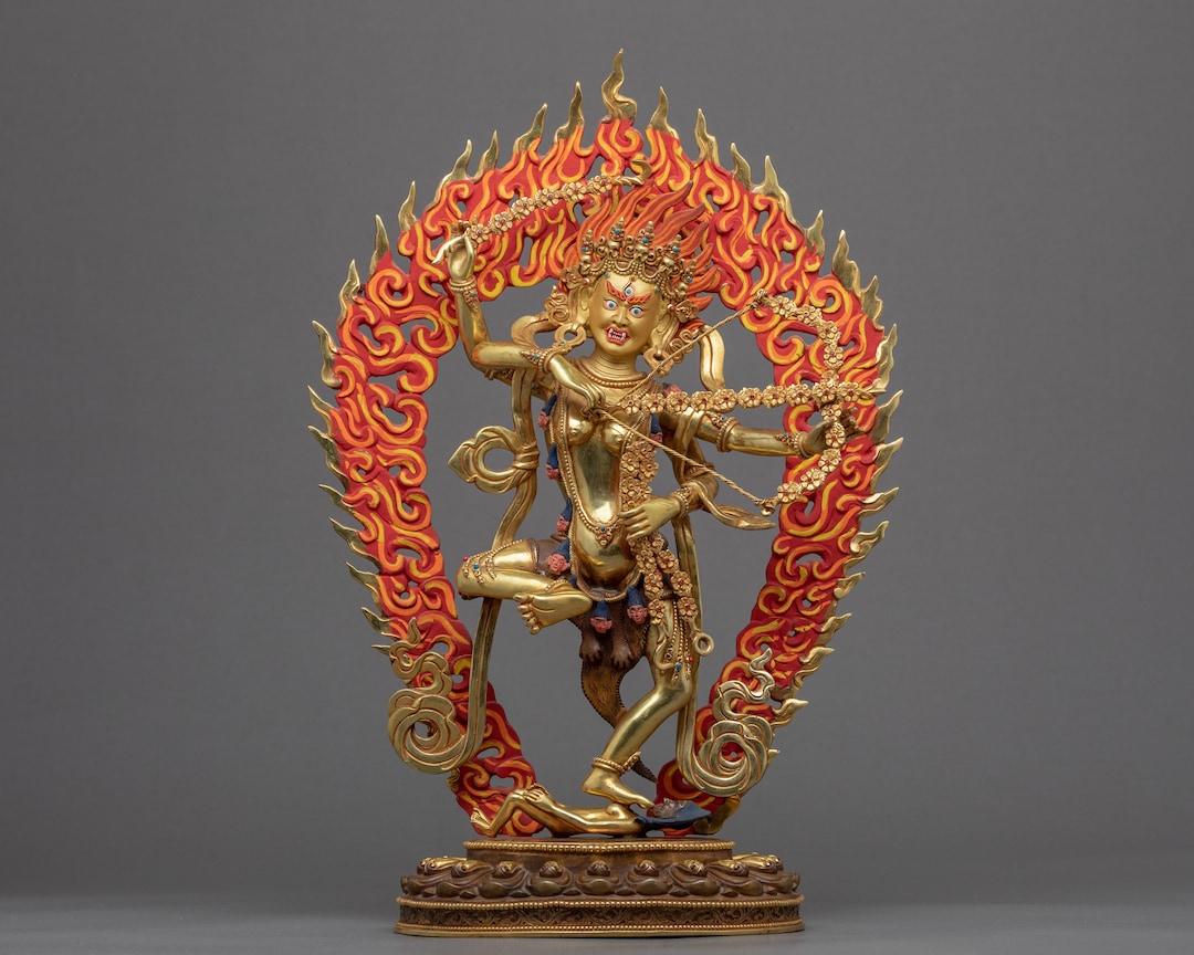 Traditional Tibetan Kurukulla Practice Statue | Hand-carved Buddhist Dakini Sculpture | Buddhist ...