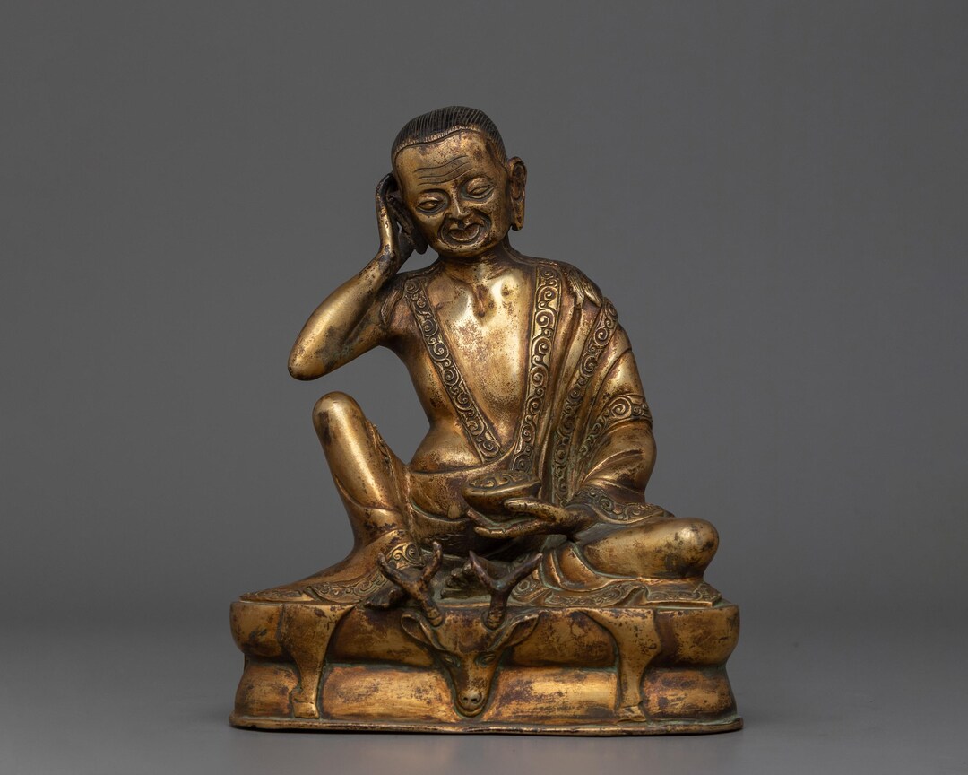 Handmade Milarepa Statue | 24K Gold-gilded Copper With Antique Finish ...