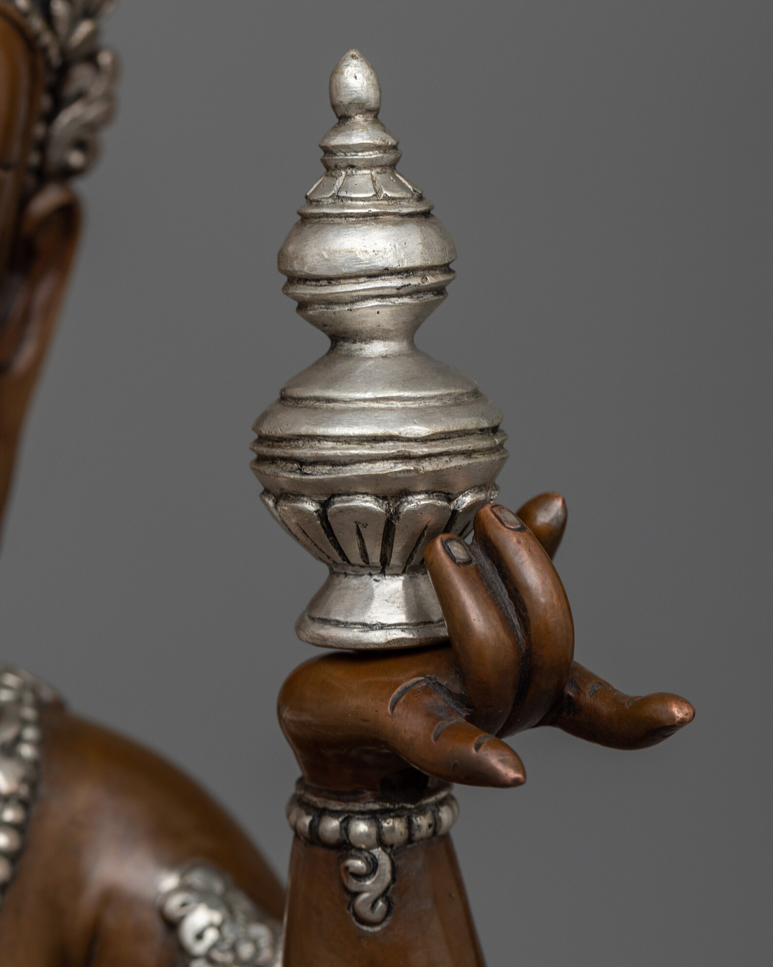 Virupa Virupaksa Statue, Buddhist Deity Figure, Silver Plated, Oxidized ...