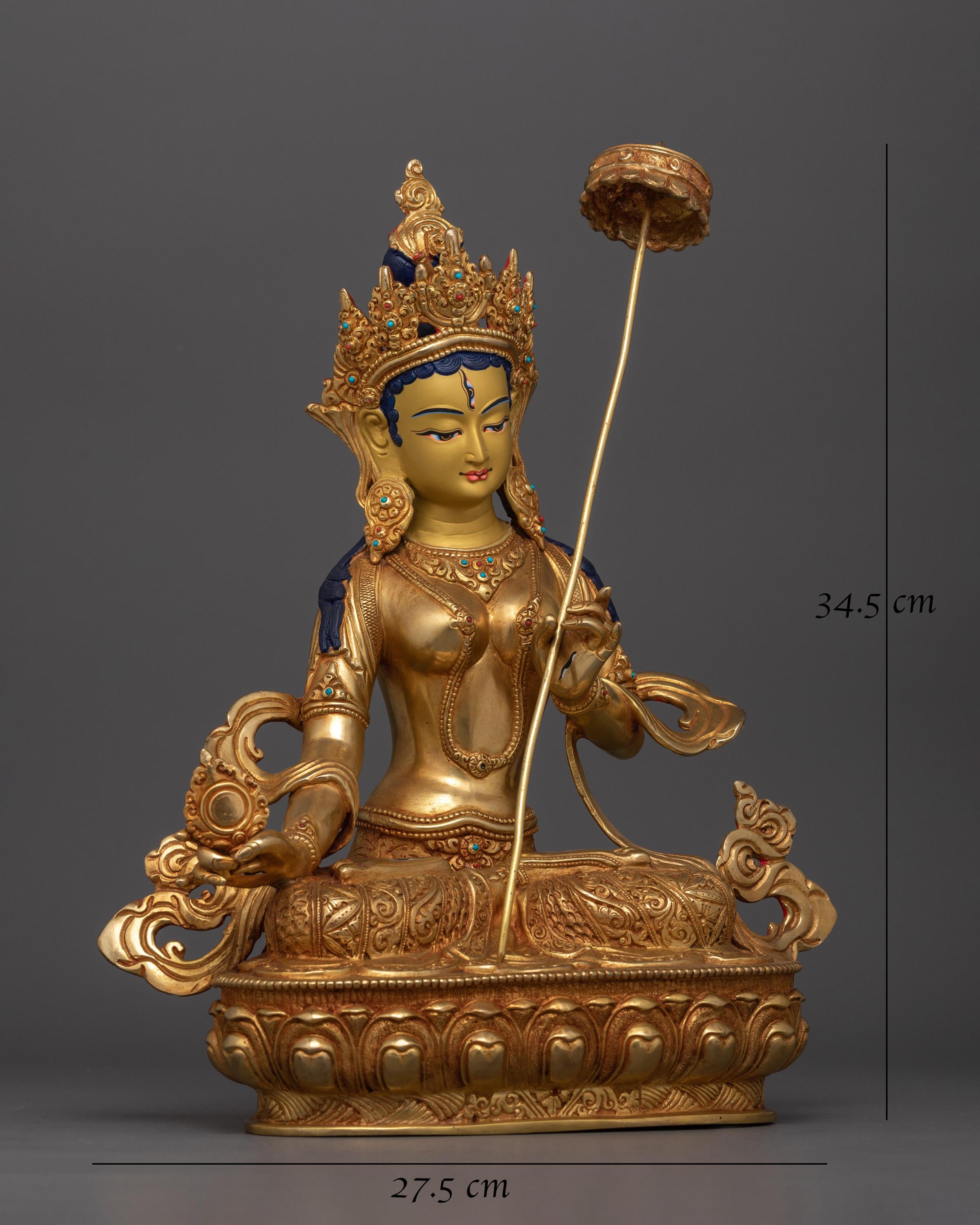 Traditional Dukar White Umbrella Sculpture | 13.6 Inch 24K Gold Gilded ...