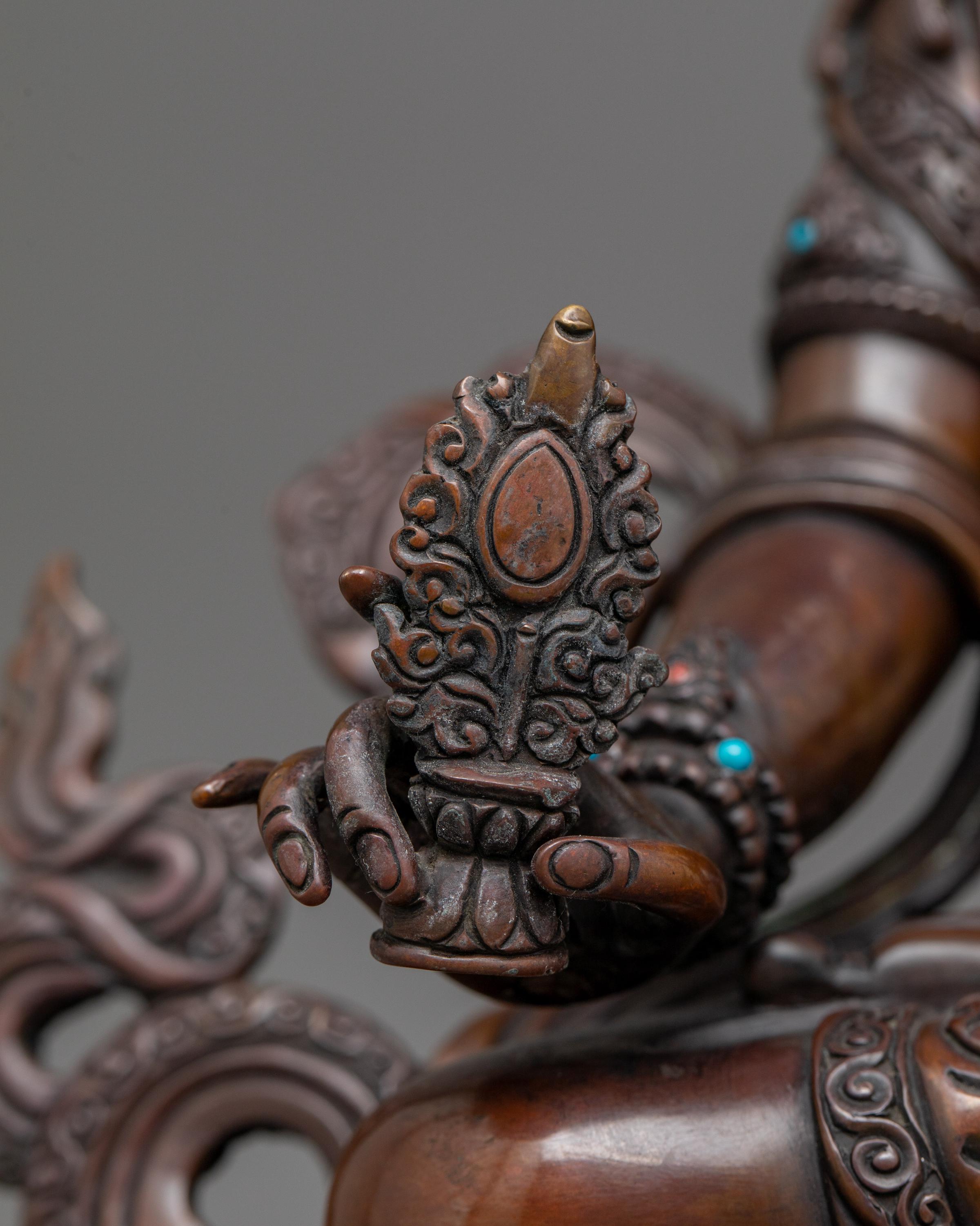 Darken Oxidized Dukar Statue Seated on Double Petal Lotus Seat ...