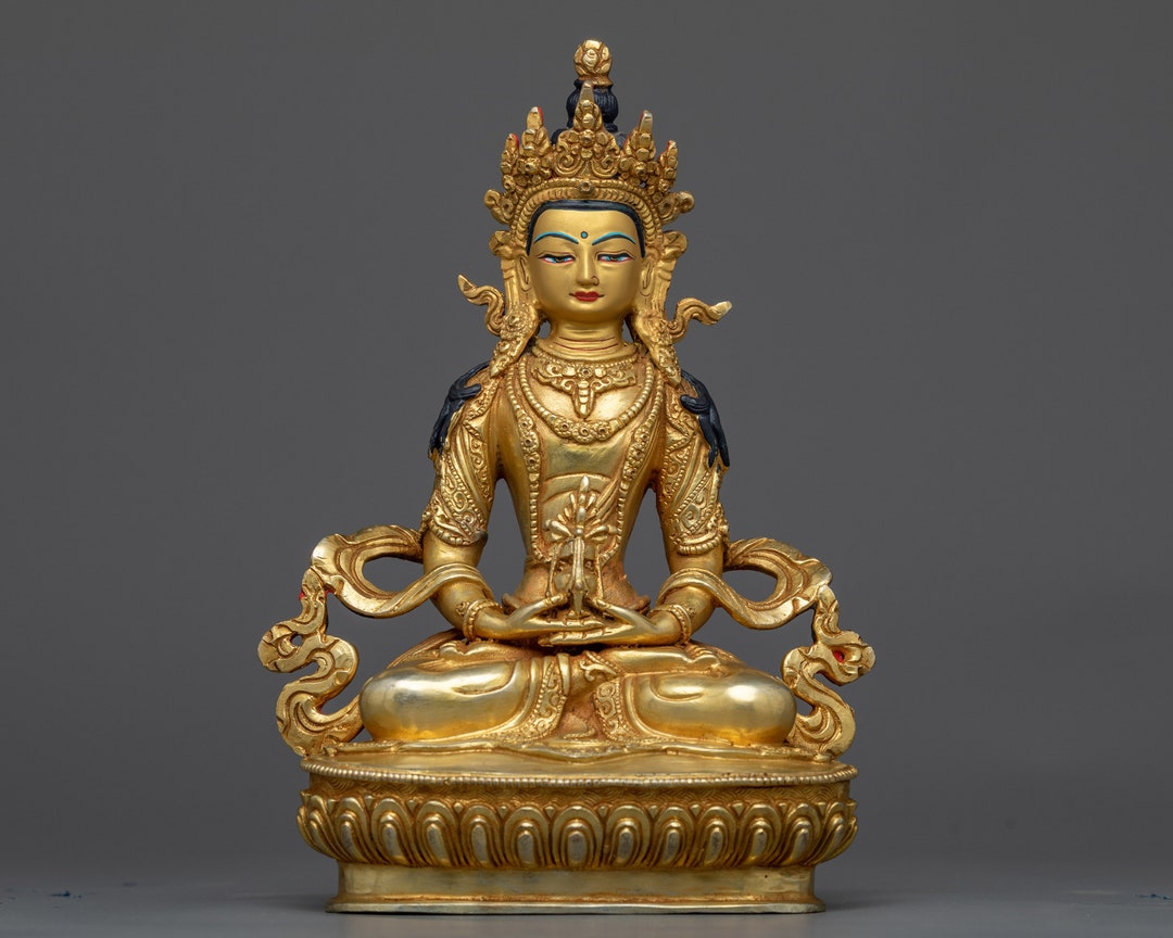 Amitayus Statue Gold-gilded Beacon of Boundless Life, Nepalese Crafted ...