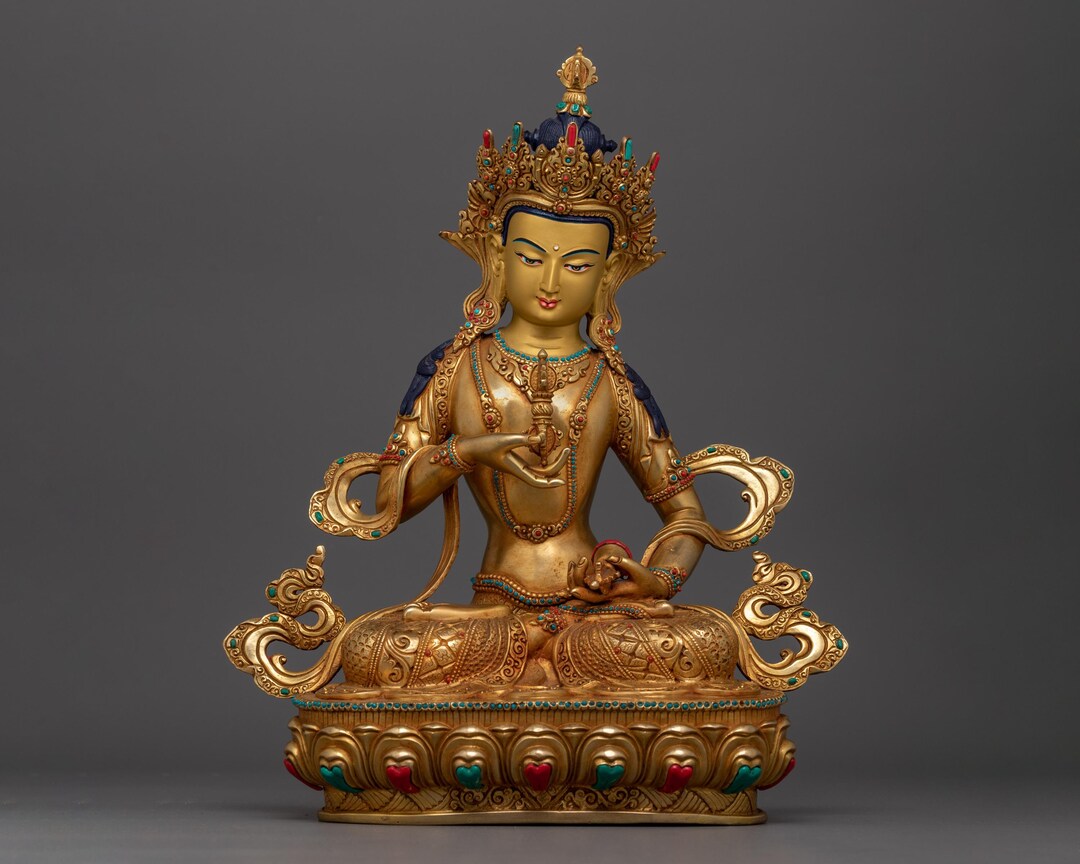Himalayan Handmade Bodhi Vajrasattva for Shrine | 14 Inch 24K Gold ...