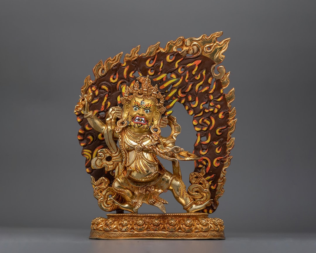 Handmade Vajrapani Statue for Shrine | 24K Gold Protector Deity ...