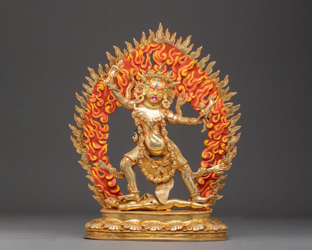 Ekajati Statue 24K Gold Gilded Copper Sculpture | Exquisite Nepalese ...