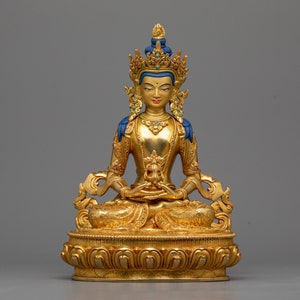 The Buddha Amitayus Sculpture - 24K Gold Gilded, Symbol of Eternal Life ...