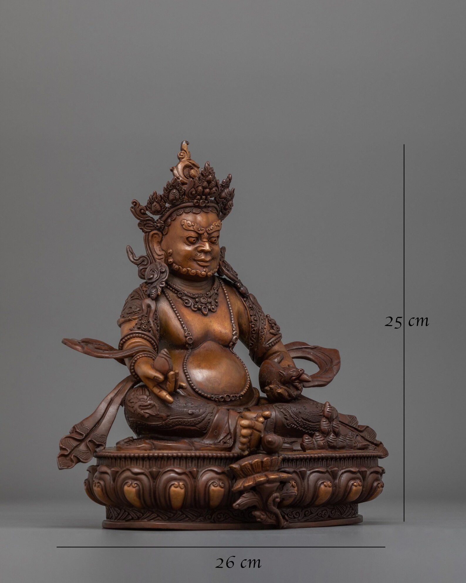 Handicraft Dzambhala Statue With Mongoose | Oxidized Copper Buddhist ...
