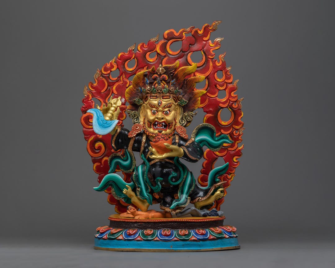 Wrathful Bernagchen Mahakala Statue for Spiritual Protection and Fierce ...