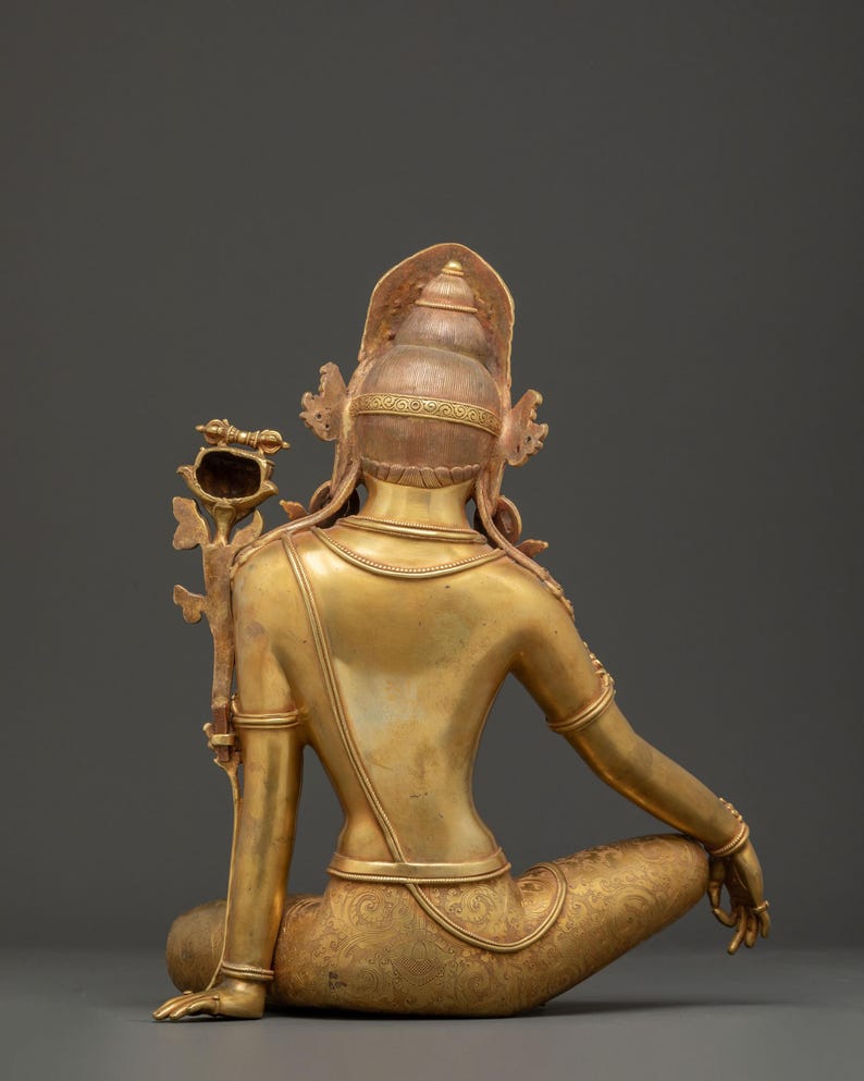 Handmade Golden Statue of Indra: the King of Gods – 15.6 Inch 24K Gold ...