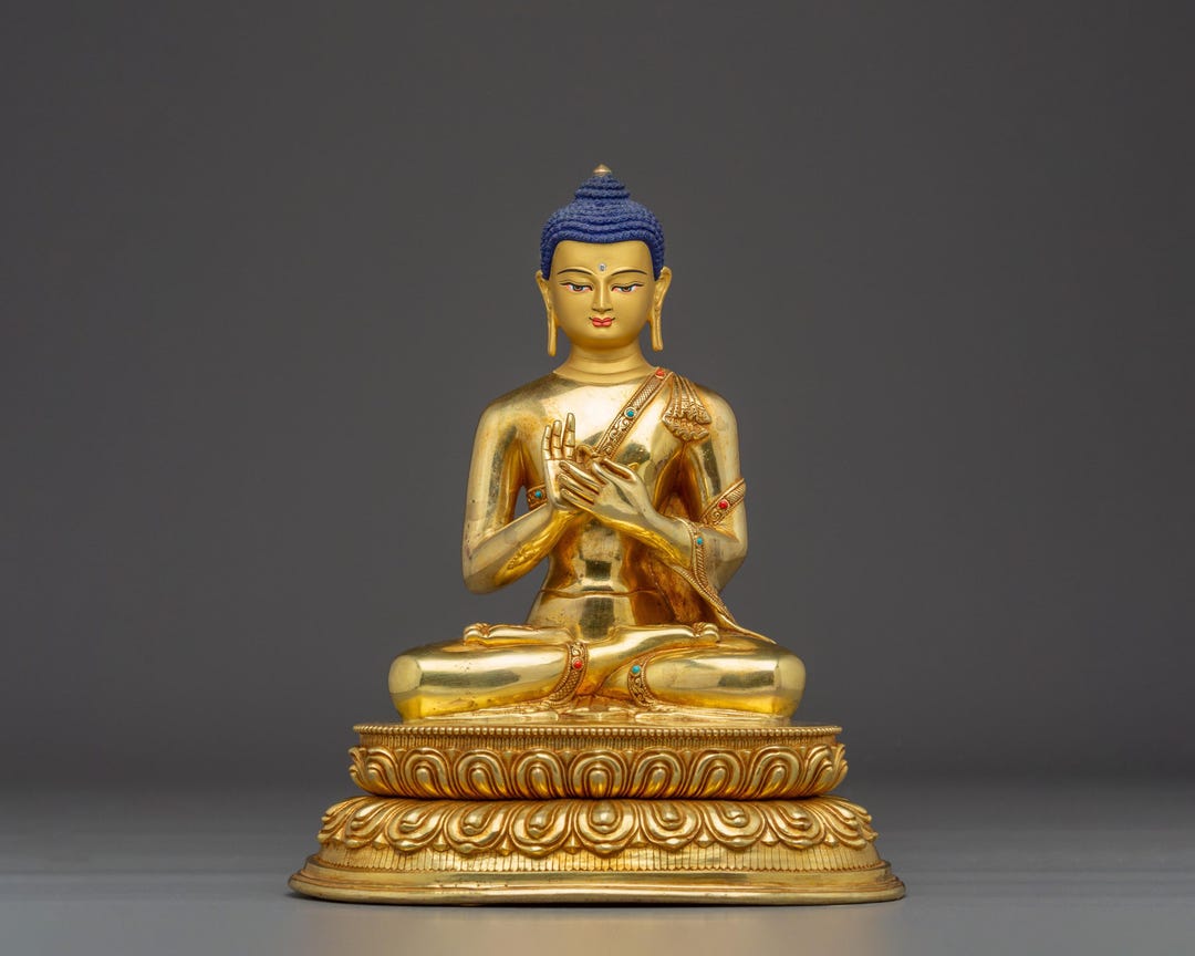 Radiant Golden Vairocana Statue: the Cosmic Buddha Seated in ...