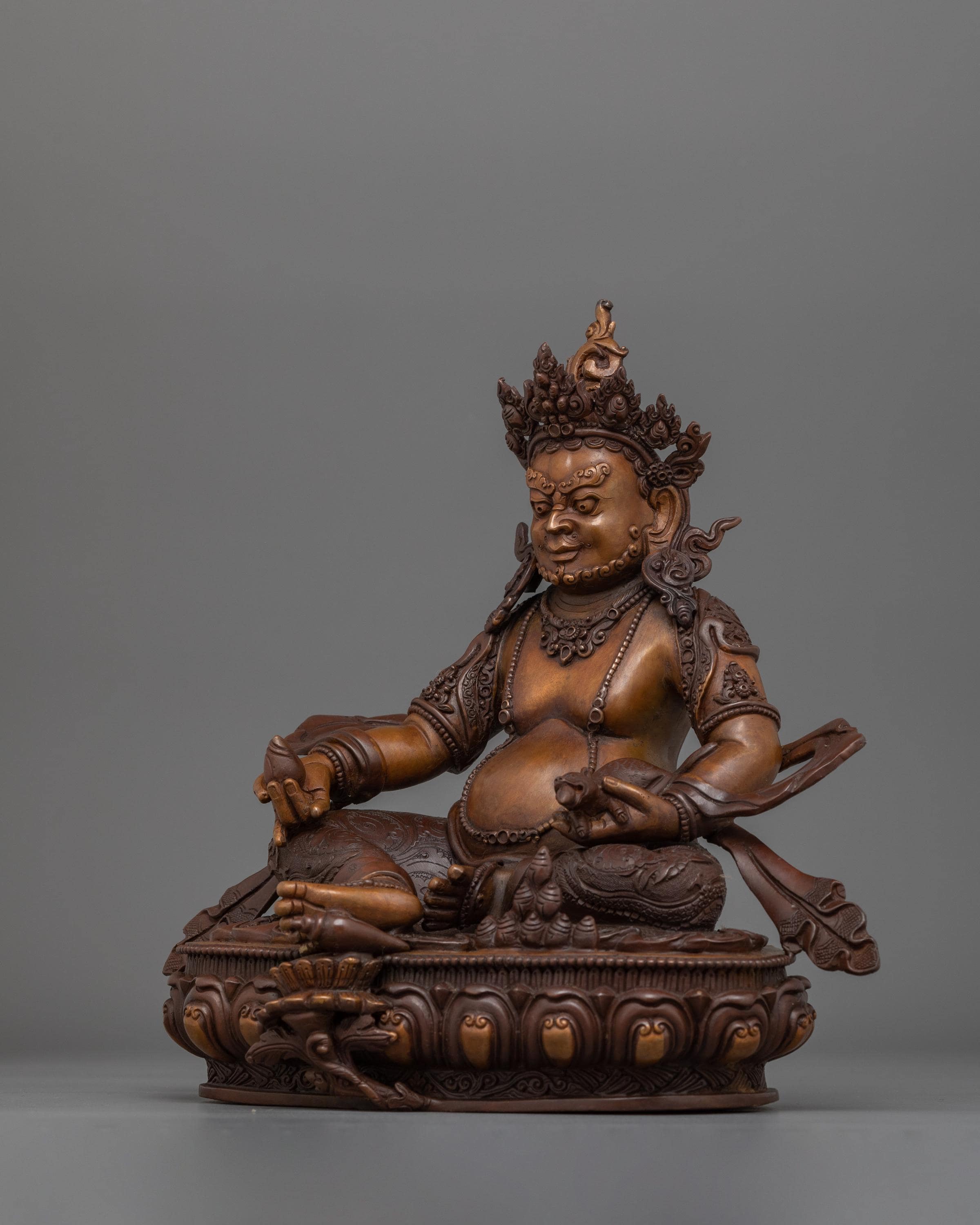 Handicraft Dzambhala Statue With Mongoose | Oxidized Copper Buddhist ...