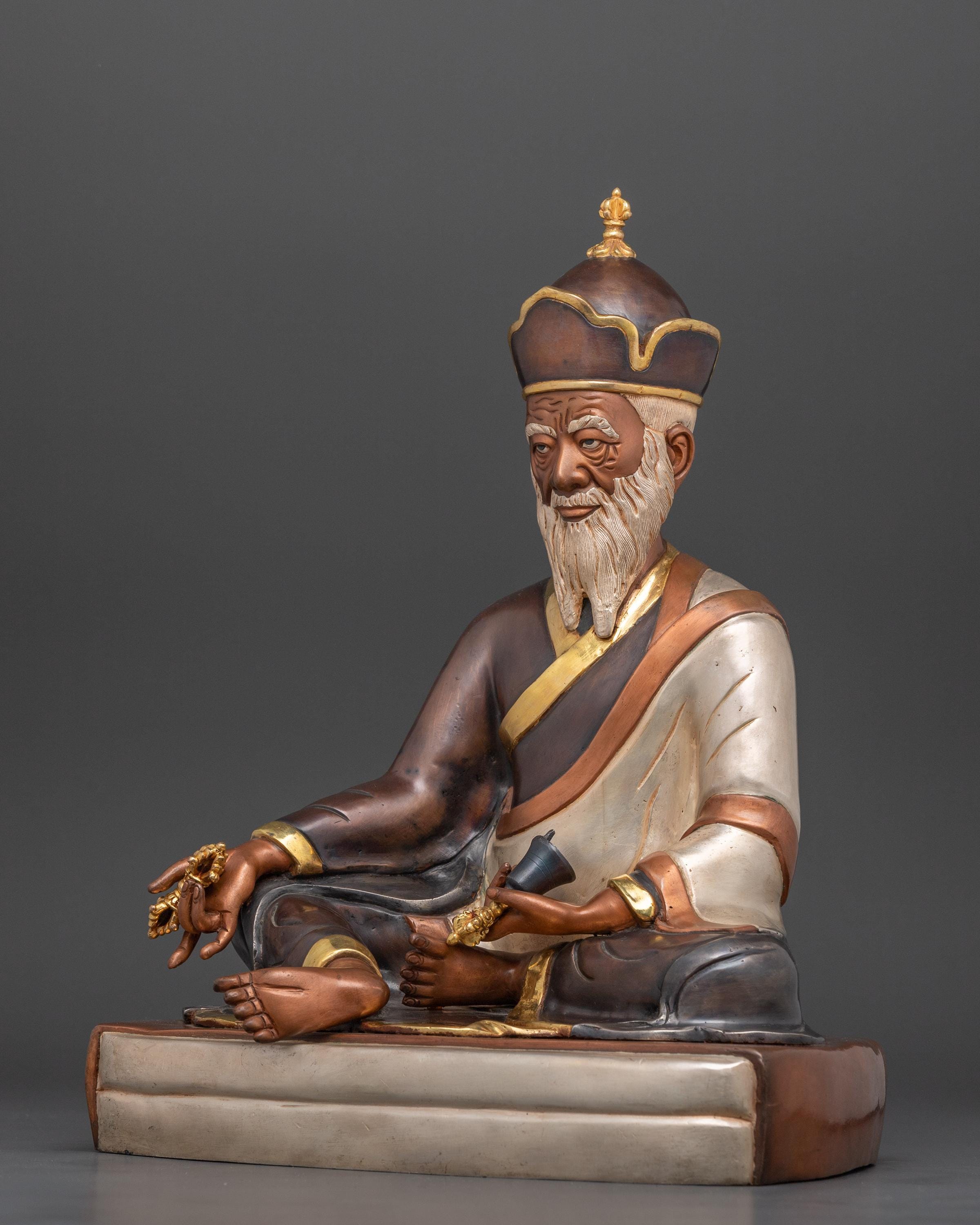 Chatral Rinpoche Statue Holding Vajra and Bell | 24K Gold Gilded Silver ...