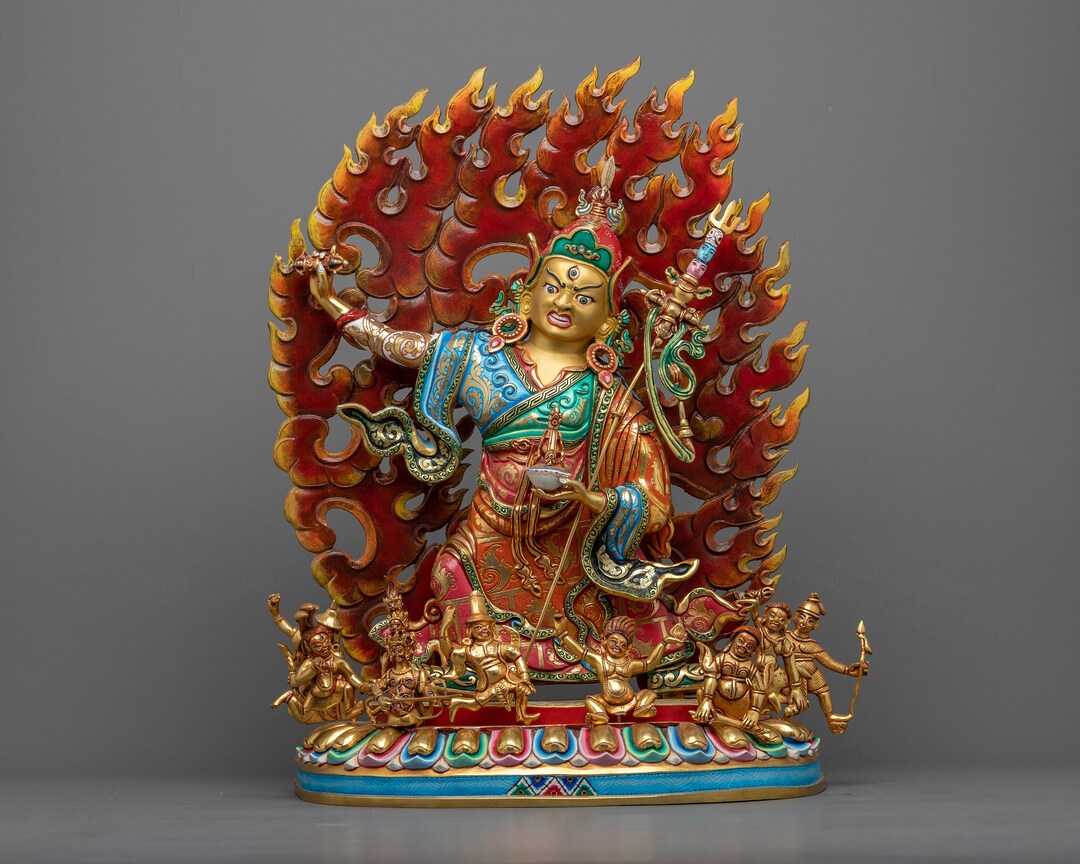18.5" Guru Rinpoche Statue - Magnificent 24K Gold Gilded Artwork ...
