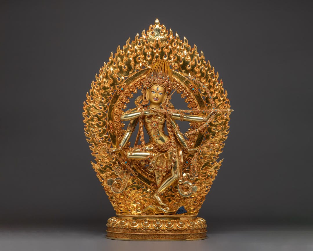 Kurukulla Copper Statue Gilded in 24K Gold | Buddhist Dakini of ...