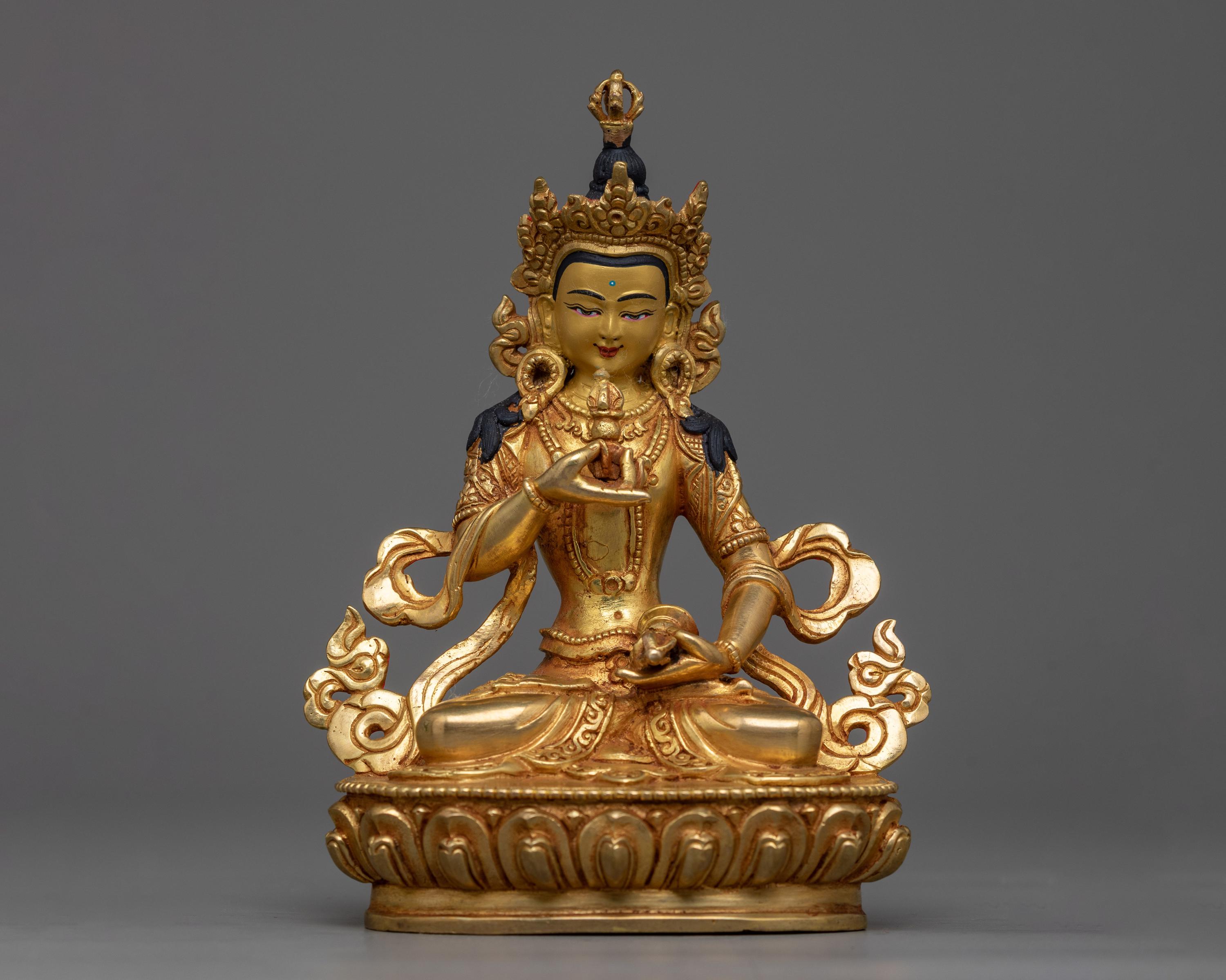 24K Gold-gilded Purity Deity Vajrasattva Statue Holding Upright Vajra ...
