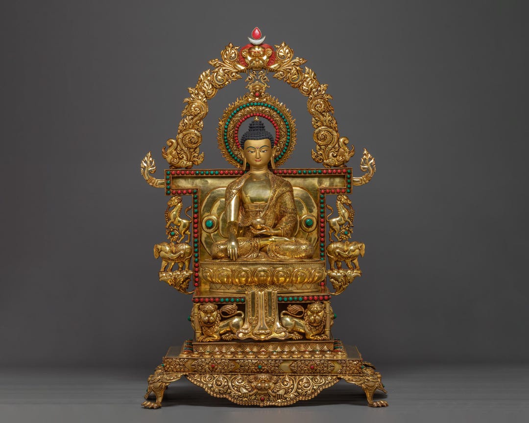 Sculpture of Buddha Shakyamuni on Throne | Sage of the Shakya Clan ...