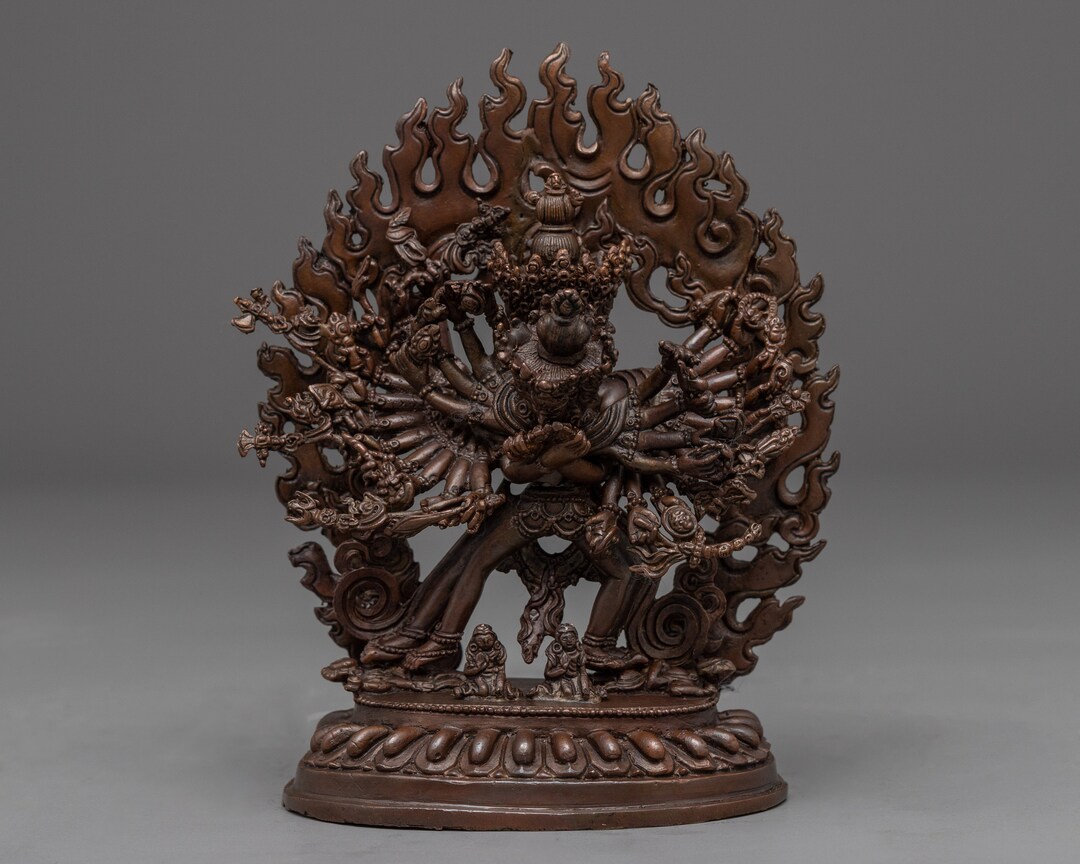 Small Kalachakra Statue | Handmade Wrathful Deity of Yidam Sculpture | Powerful God of Buddhism ...