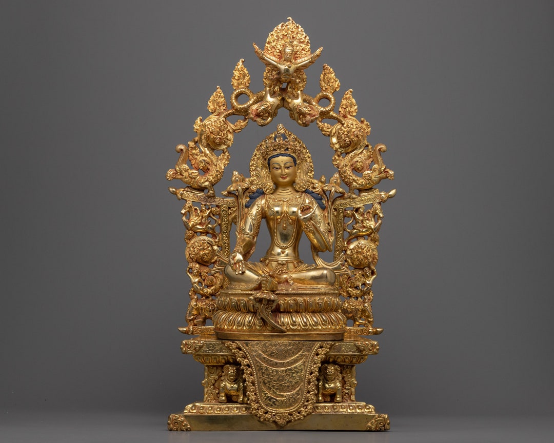 Green Tara Statue Female Bodhisattva of Compassion and Wisdom Hand ...