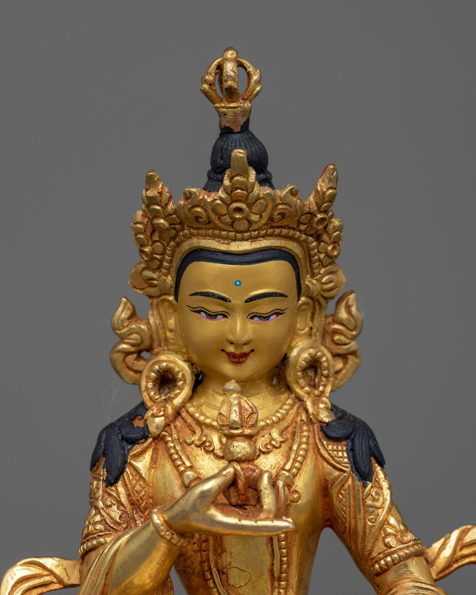 24K Gold-gilded Purity Deity Vajrasattva Statue Holding Upright Vajra ...