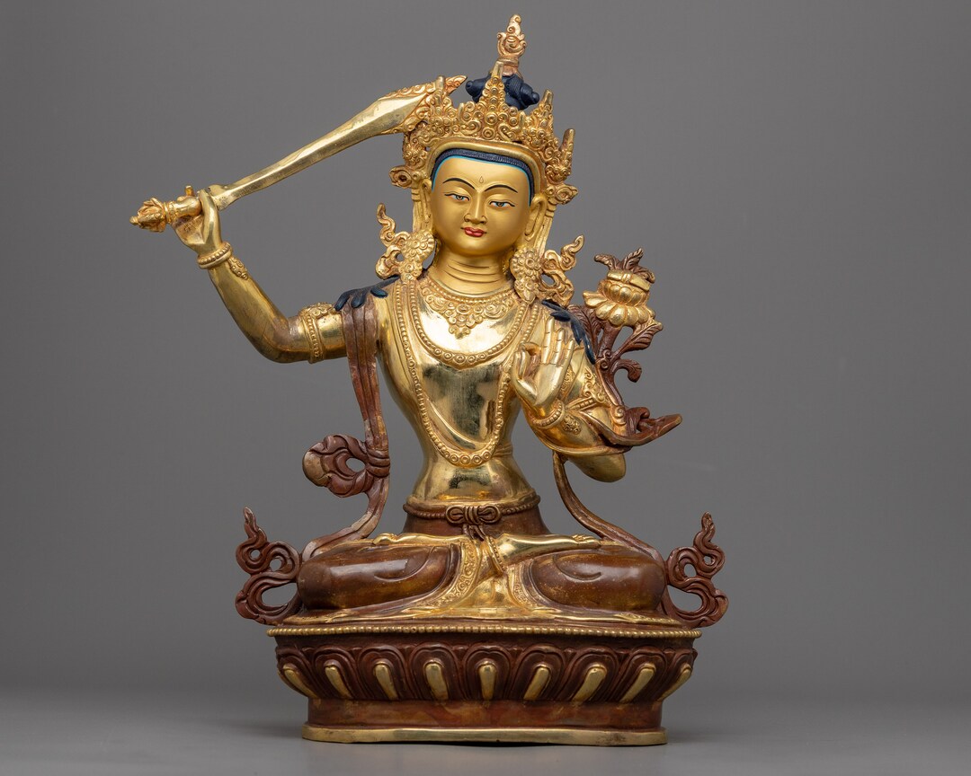 Hand-carved Manjushree Statue: A Beacon of Wisdom and Tranquility for ...