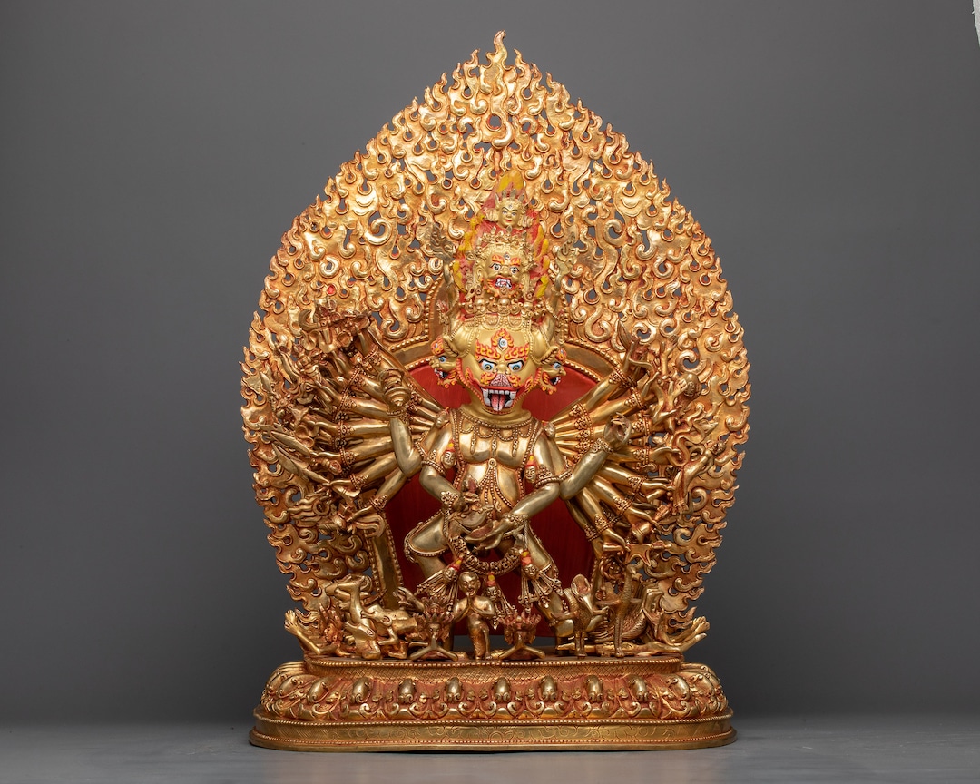 24K Gold Gilded Vajrabhairava Yamantaka Statue - Exquisite Copper ...