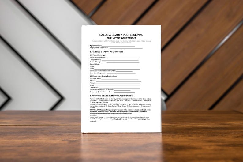 Salon Employee Agreement Bundle | Editable Canva, Word, PDF Contract - Etsy