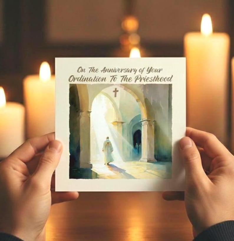 Priest Ordination Anniversary Card | Watercolour Clergy Greetings - Etsy