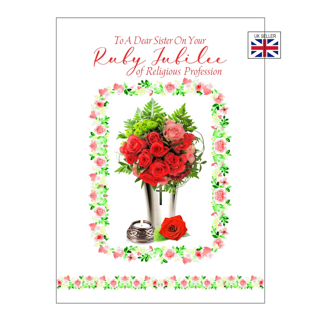 Ruby Jubilee Card for A Nun | Ruby Jubilee of Religious Profession - Etsy