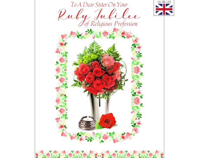 Ruby Jubilee Card for A Nun | Ruby Jubilee of Religious Profession - Etsy