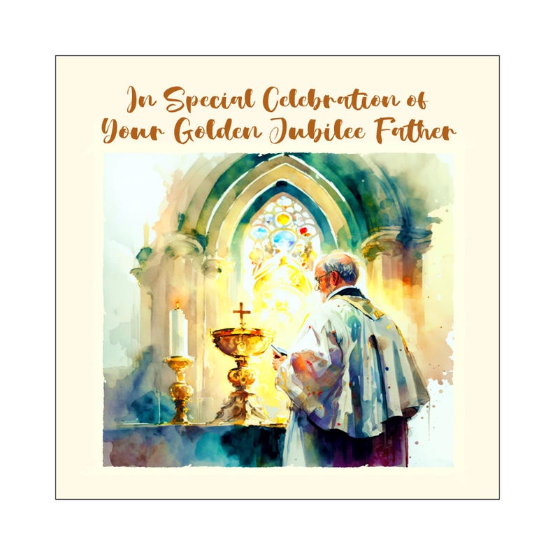 Priest Golden Jubilee Anniversary Card | Watercolour Mass Design ...