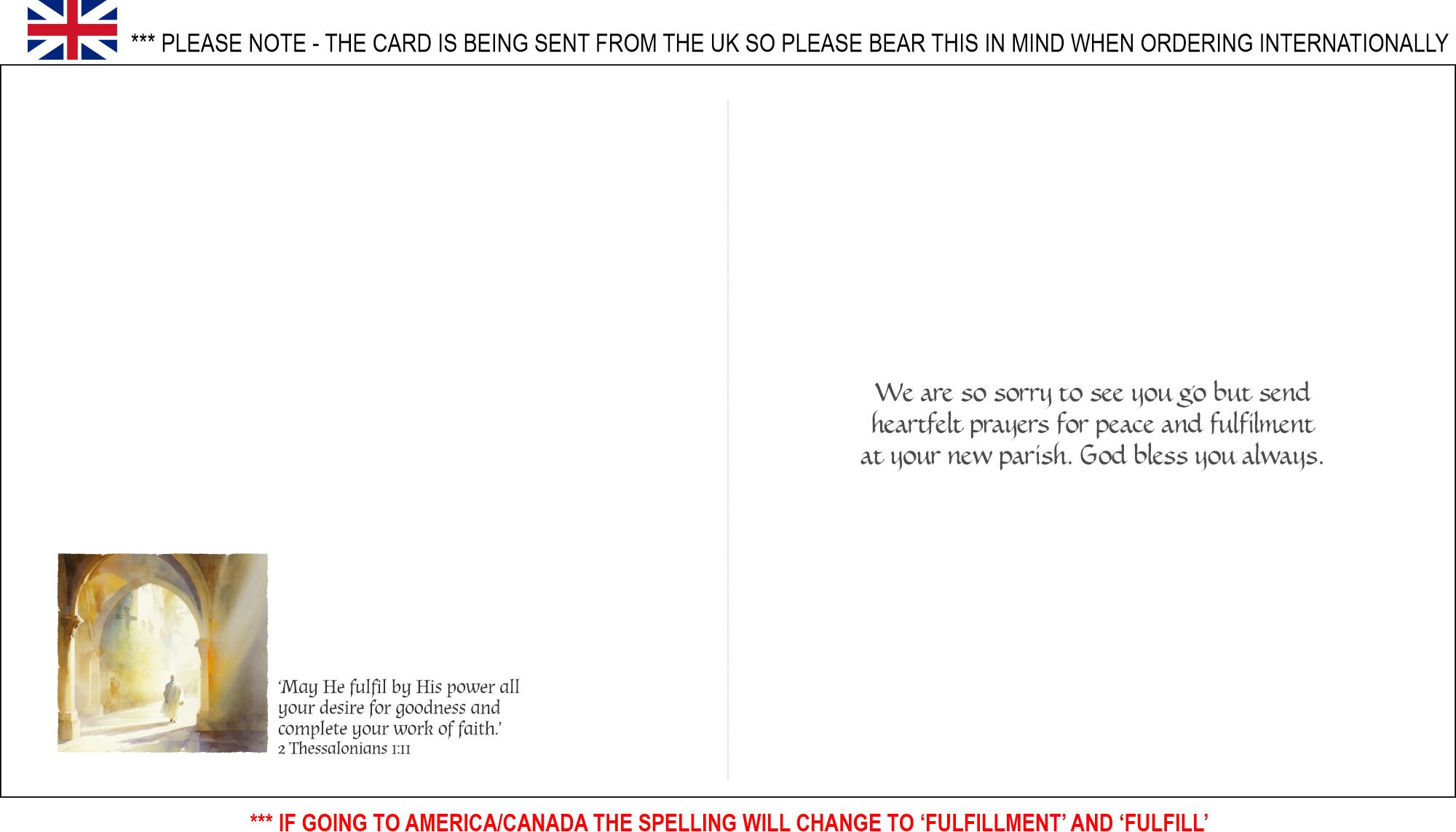 Large Catholic Priest Leaving Card | Priest New Appointment Card ...