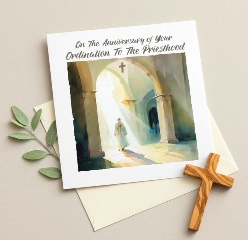Priest Ordination Anniversary Card | Watercolour Clergy Greetings - Etsy