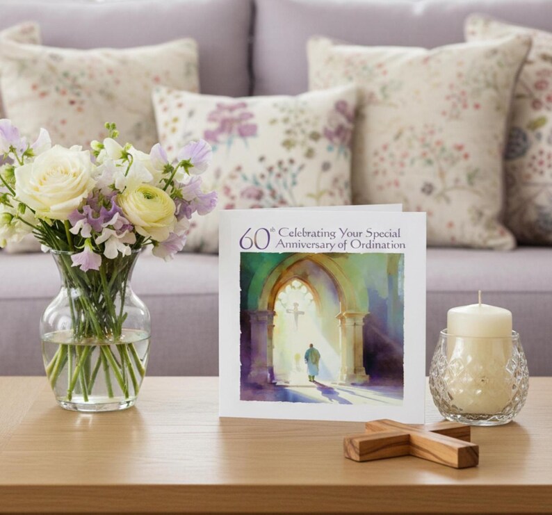 Extra Large 60th Ordination Anniversary Card for Priest | Diamond ...