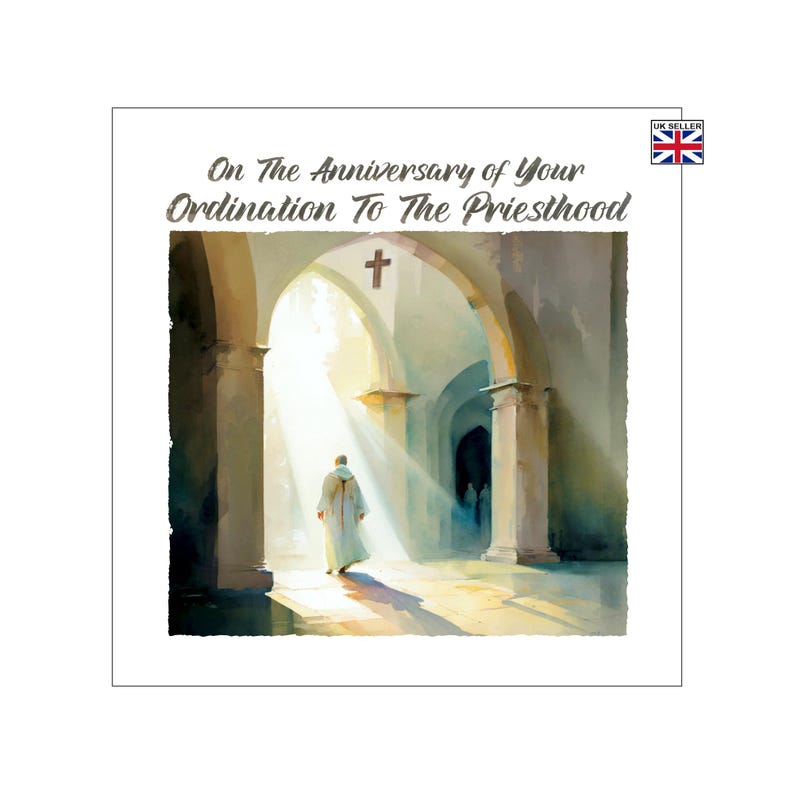 Priest Ordination Anniversary Card | Watercolour Clergy Greetings - Etsy