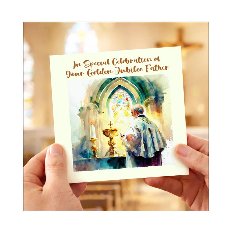 Priest Golden Jubilee Anniversary Card | Watercolour Mass Design ...