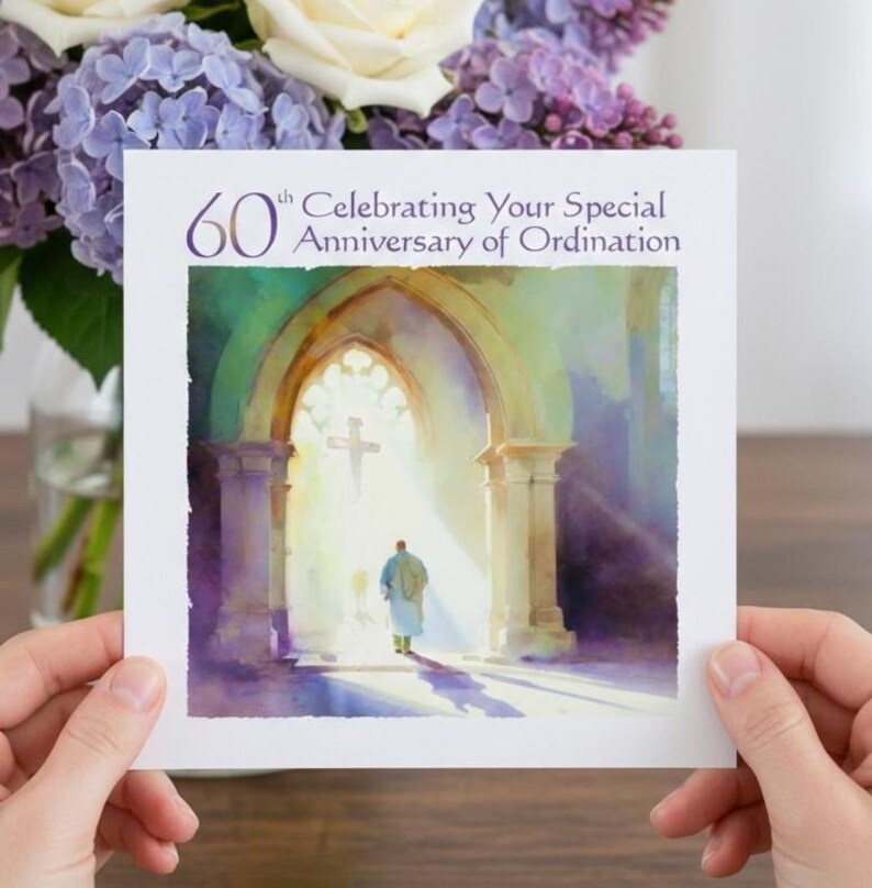 Extra Large 60th Ordination Anniversary Card for Priest | Diamond ...