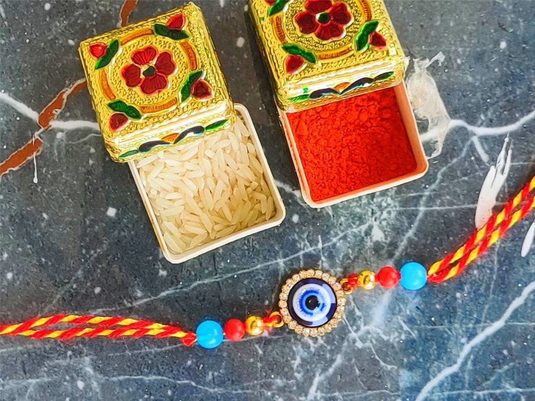 Indian Handmade Evil Eye Nazar Rakhi for Your Lovely Brother, Rakhi for ...
