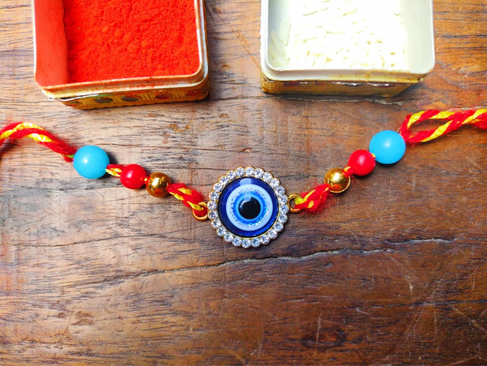 Indian Handmade Evil Eye Nazar Rakhi for Your Lovely Brother, Rakhi for ...