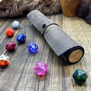 Dice Holder and Dice Roller Scroll in Wood and Leather for Role Play ...
